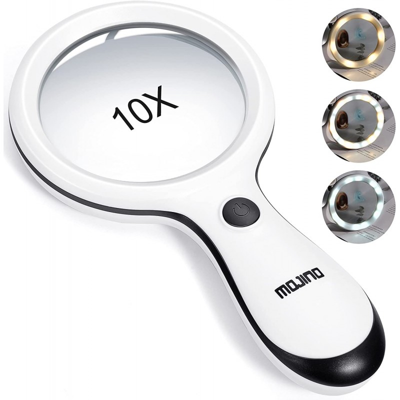 Lupa de mano de 10X con luz led MOJINO