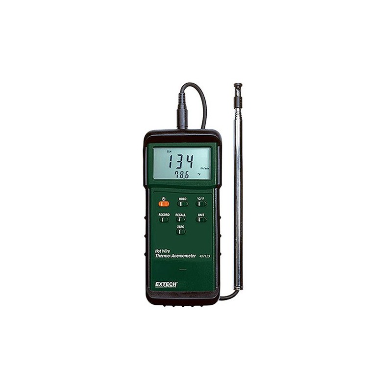 Termoanemómetro de hilo electrocalentado de gran capacidad EXTECH ...